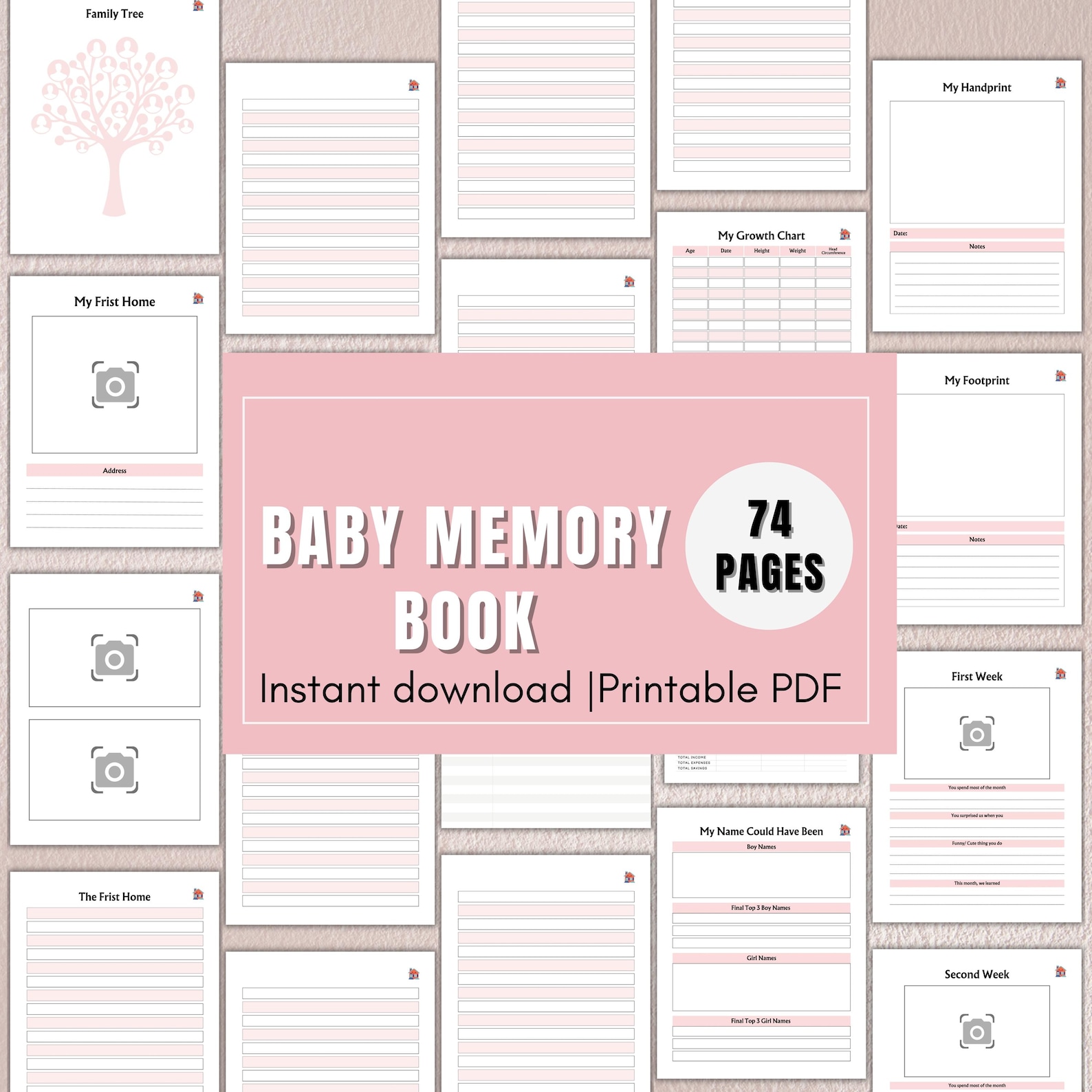 Editable Baby Memory Book Template: Milestone Journal Keepsake (8.5x11 ...