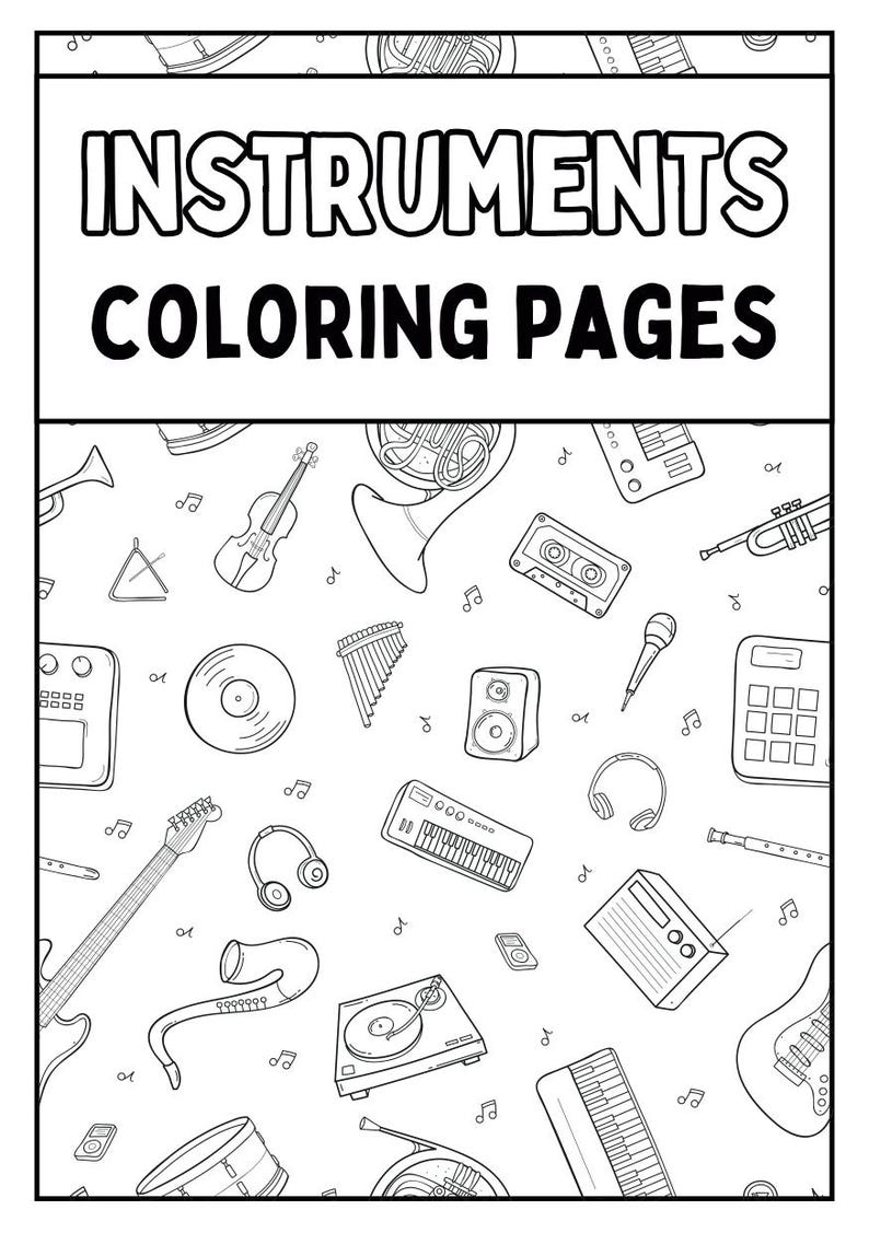 Musical Instruments Coloring Book - Etsy