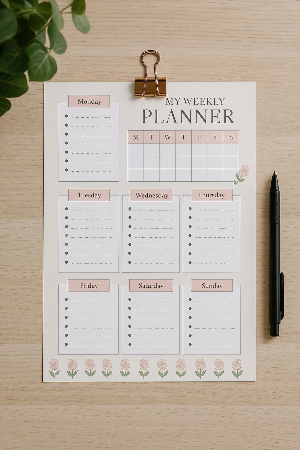 Floral Weekly Planner | Printable PDF | Pastel To-do List & Schedule - Etsy
