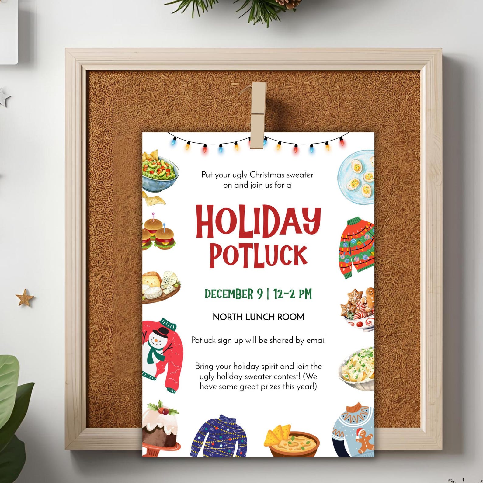 Ugly Sweater Holiday Potluck Invitation: Christmas Party (corjl ...