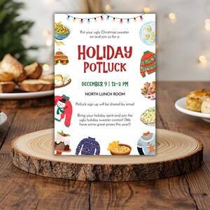 Ugly Sweater Holiday Potluck Invitation: Christmas Party (corjl ...