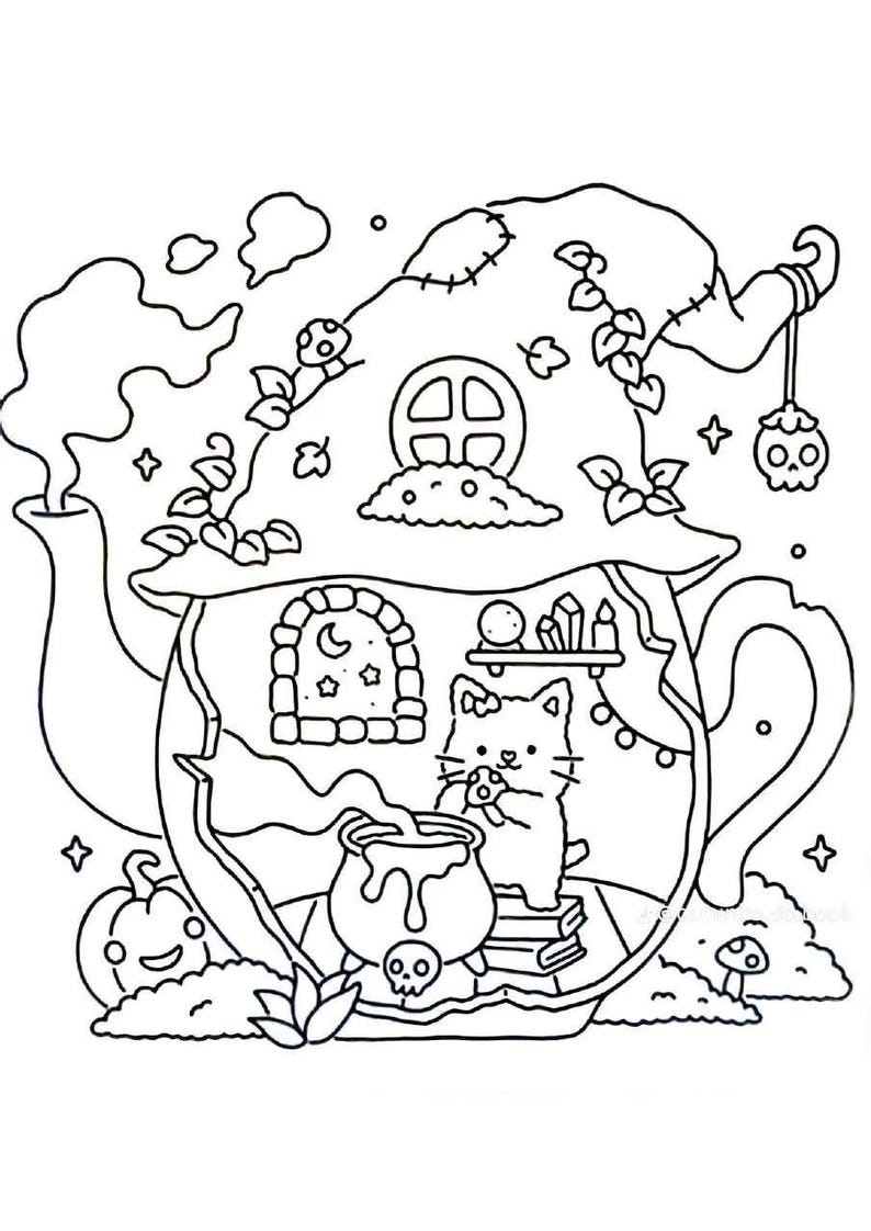 Spooky Fuzzy Halloween Coloring Book, Illustrations (instant Download ...