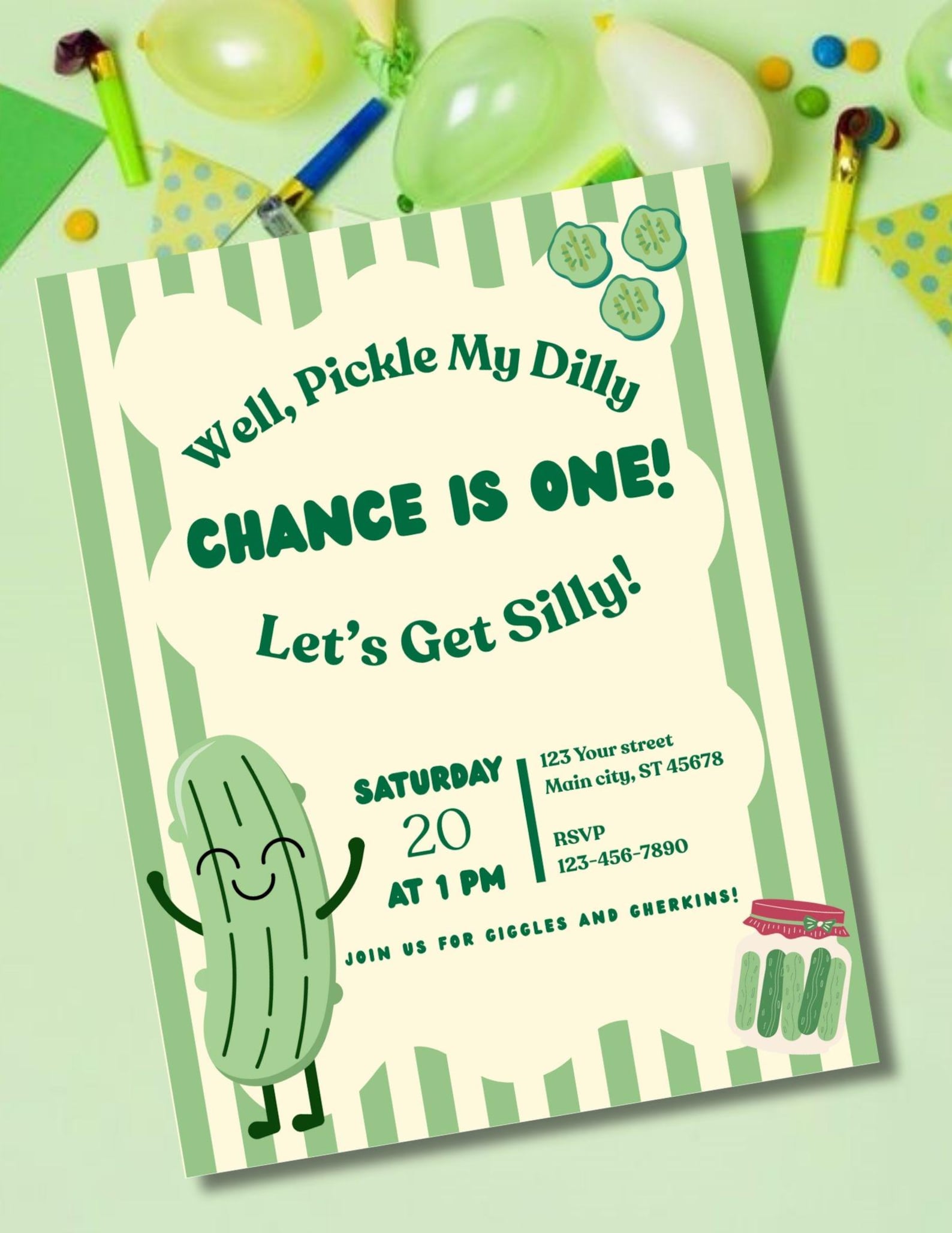 Pickle My Dilly! Birthday Invitation - Etsy
