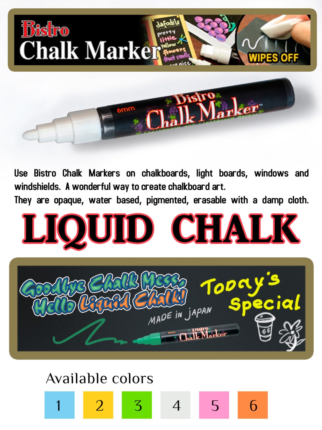 Liquid Chalk Marker. Chalkboard Marker - 6 Mm. for Chalkboard Wall ...