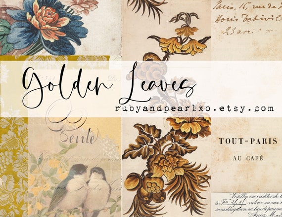 Golden Leaves Collection Digital Printable Kit Beautiful - Etsy