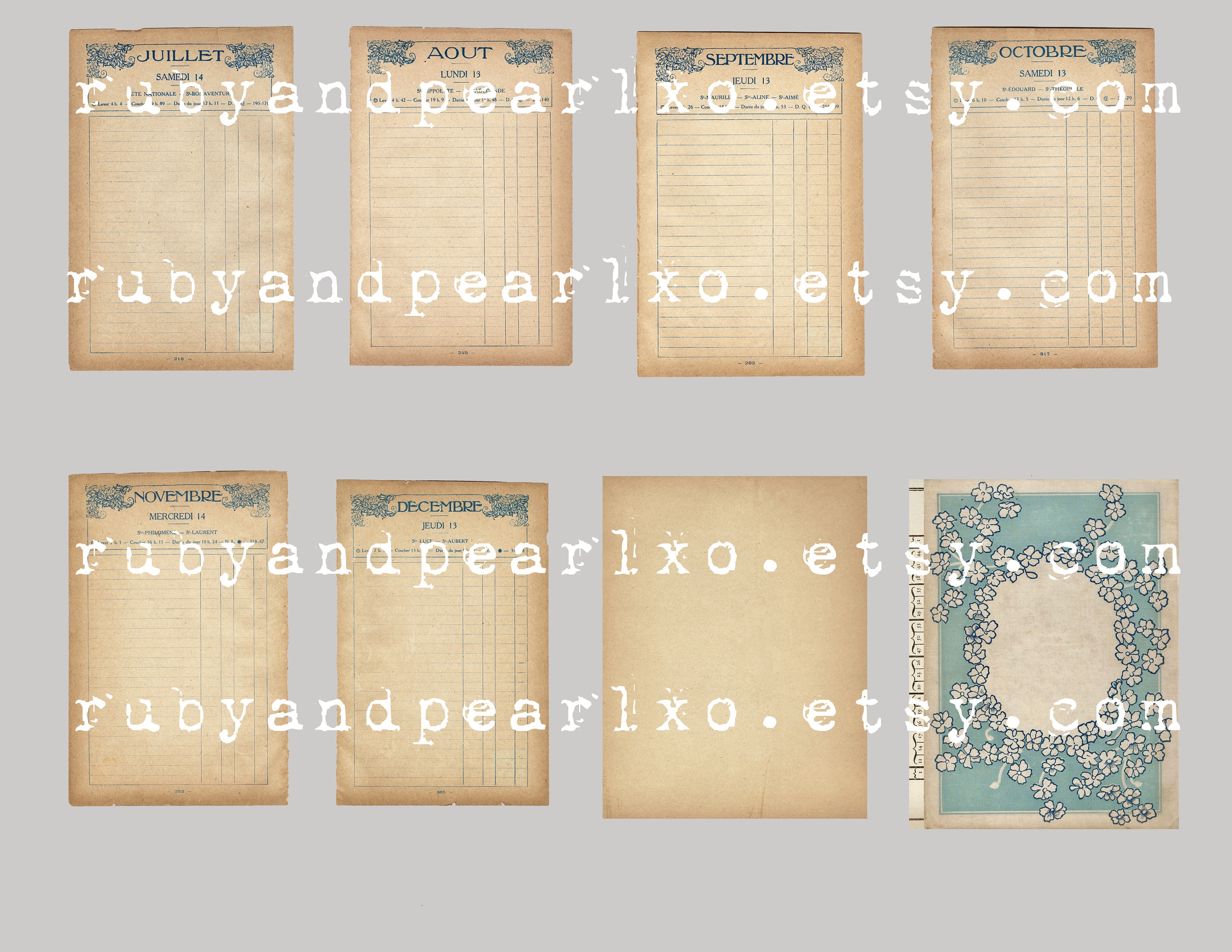 Antique French Calendar Pages 12 Months of the Year Vintage - Etsy