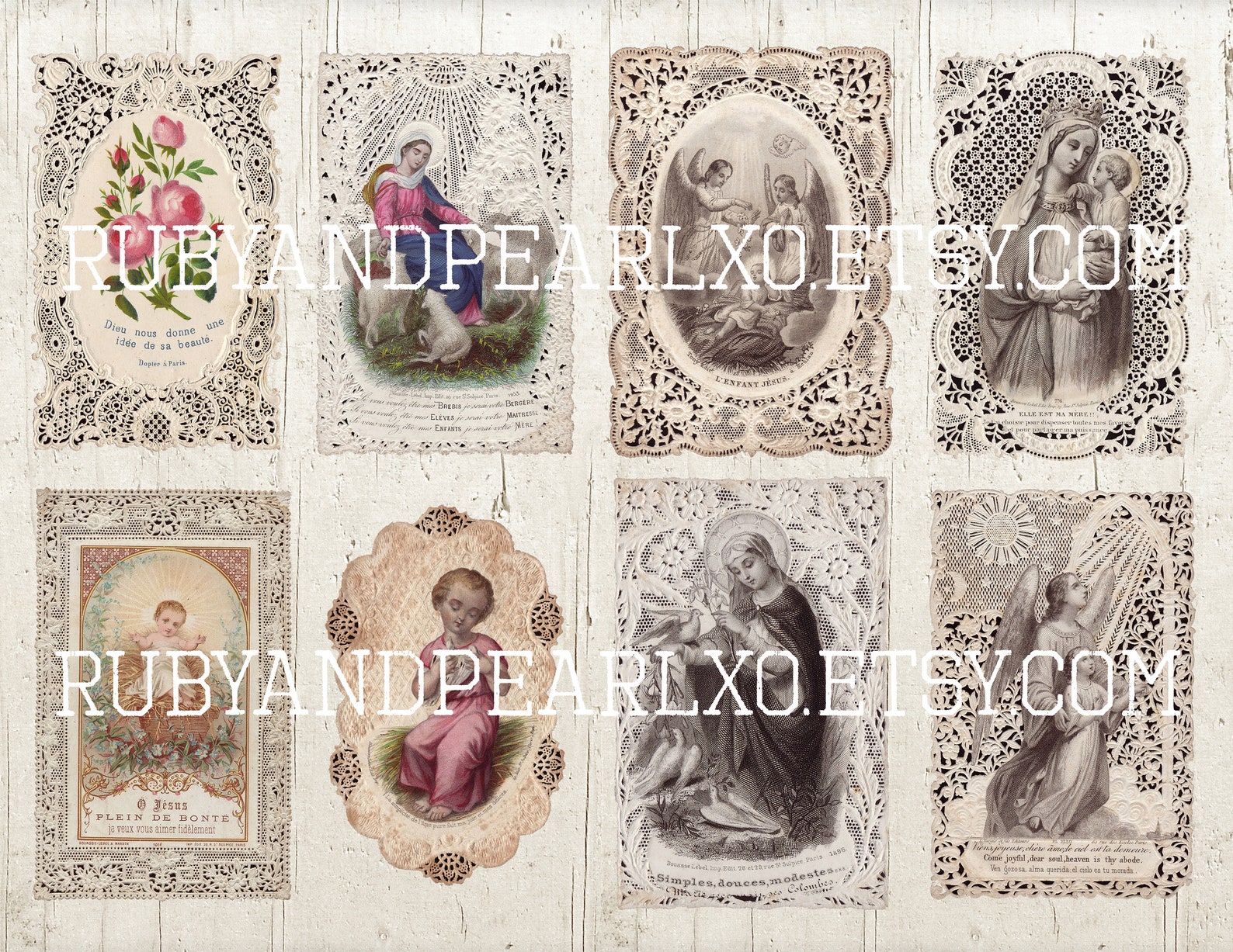 Antique French Lace Holy Card Collection - Digital Download - 32 Cards ...