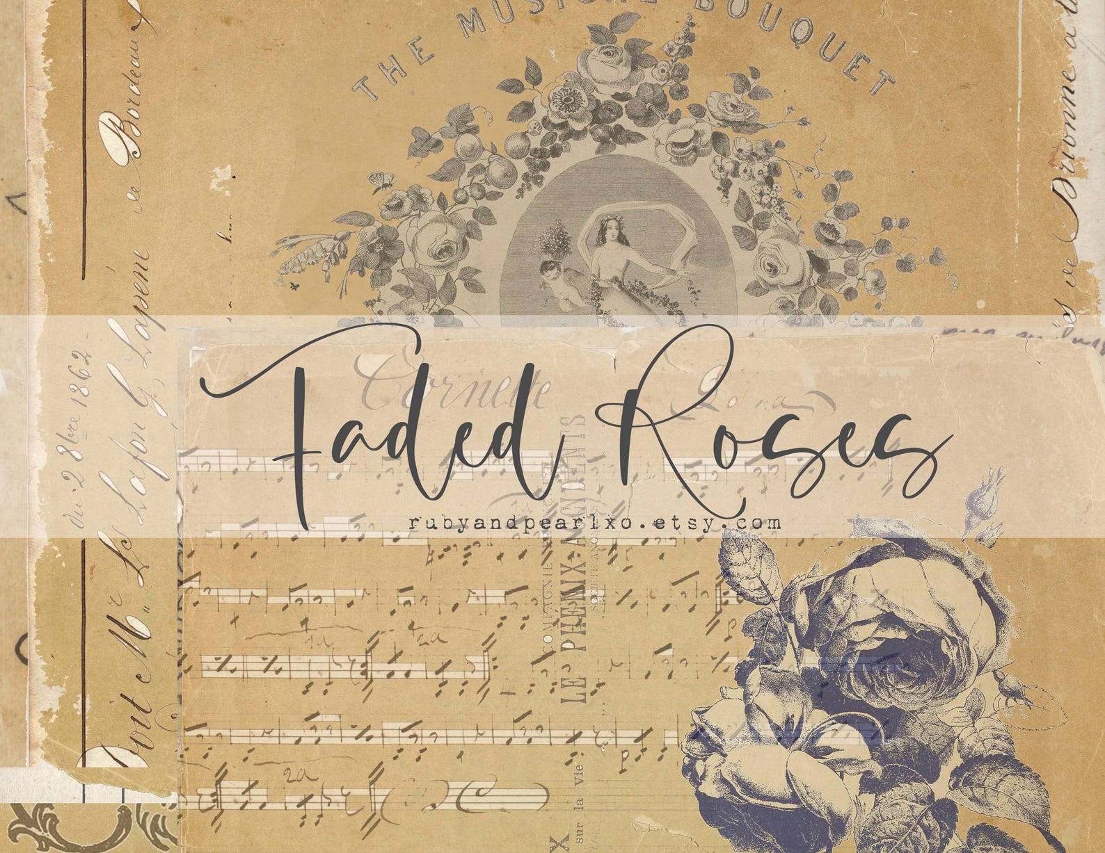 Faded Roses Paper Collection - Vintage Printable Collection - Digital ...