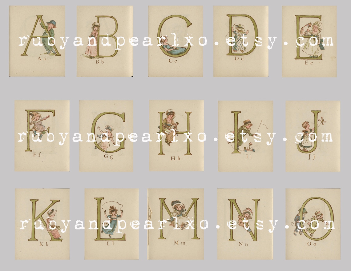 Alphabet Story - Digital Download - Antique Papers - Printables for ...