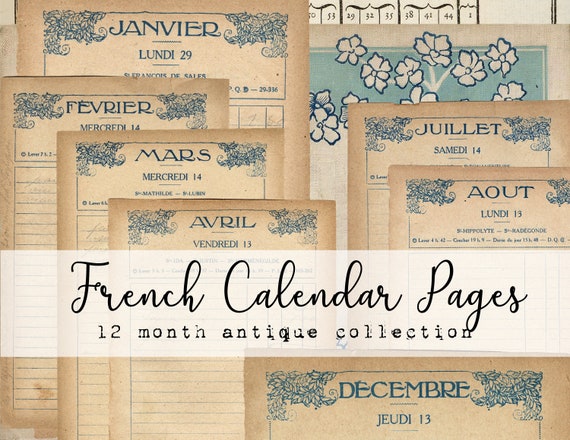 Antique French Calendar Pages 12 Months of the Year Vintage - Etsy