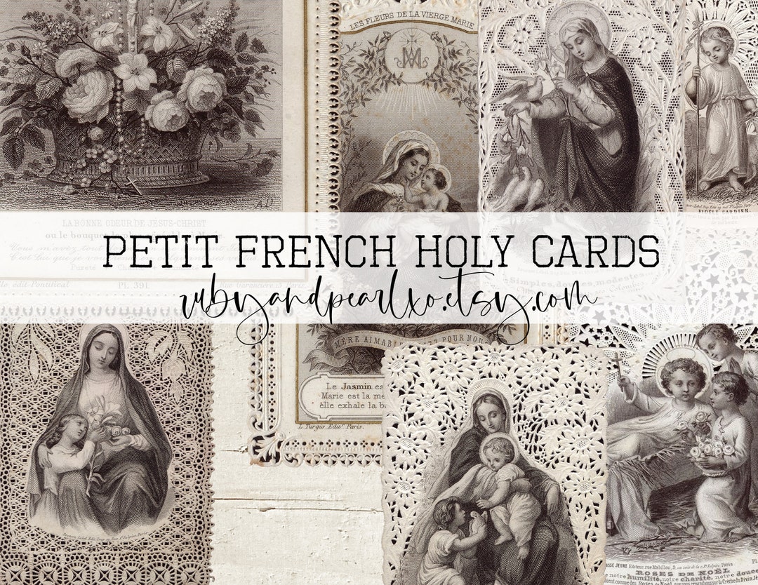 Antique French Lace Holy Card Collection - Digital Download - 32 Cards ...