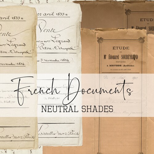 French Documents Neutral Colors Set Digital Download - Etsy