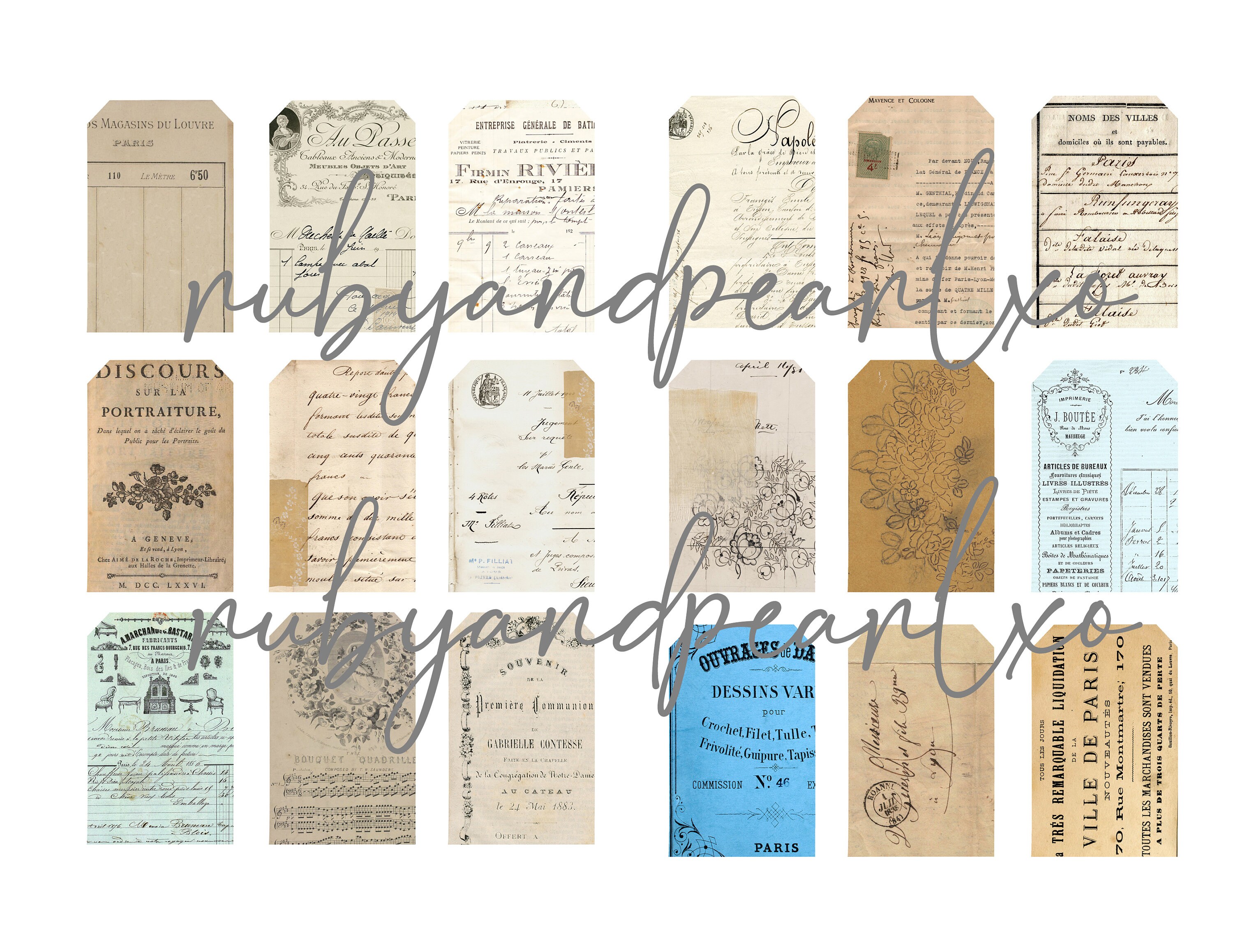 No. 1 Tag Kit- Digital Kit- Junk Journal- 36 Printable Vintage Style ...
