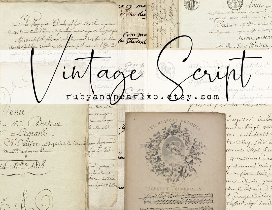 Fancy Script Vintage Paper Collection - Digital Download - Antique ...