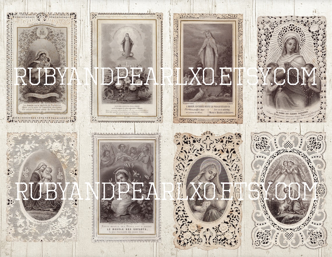 Antique French Lace Holy Card Collection - Digital Download - 32 Cards ...