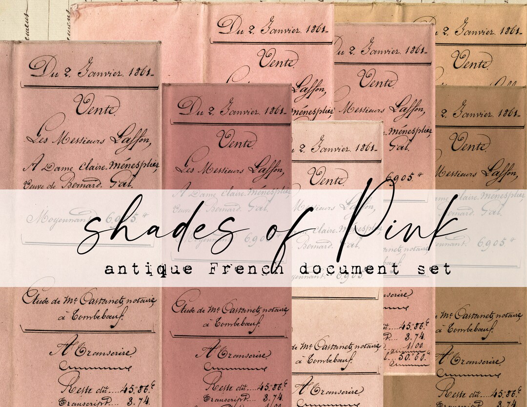 Shades of Pink French Document Set- Digital Download - Antique Papers ...