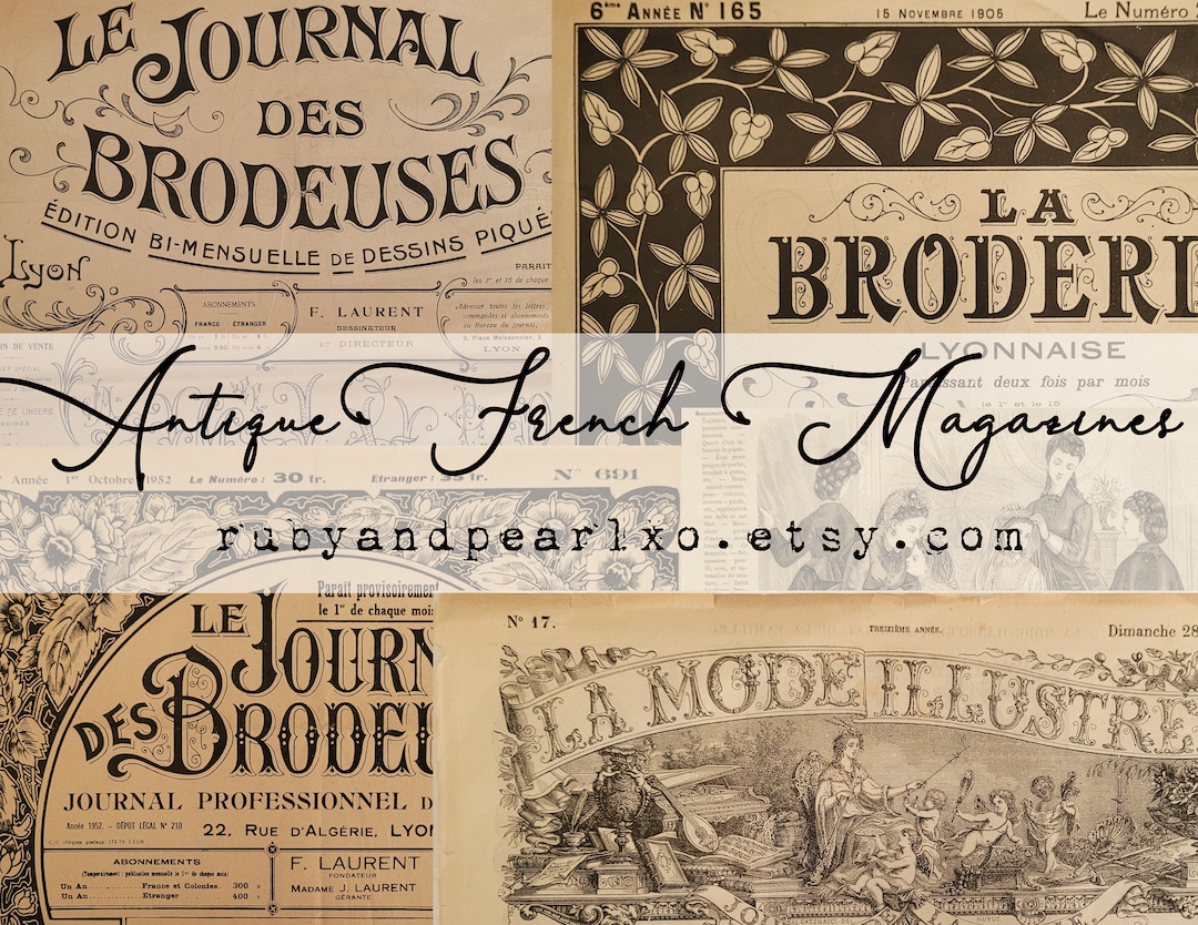 Set of 5 Antique French Magazine Title Pages - Digital Download ...