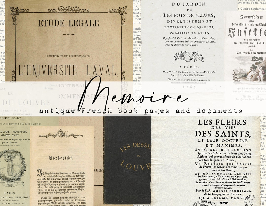 Memoire Book Page Collection (mostly French) - Vintage Documents ...