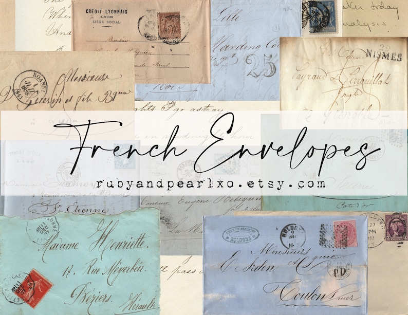 French Envelopes Printable Kit- Digital Images - 14 Printable Images ...