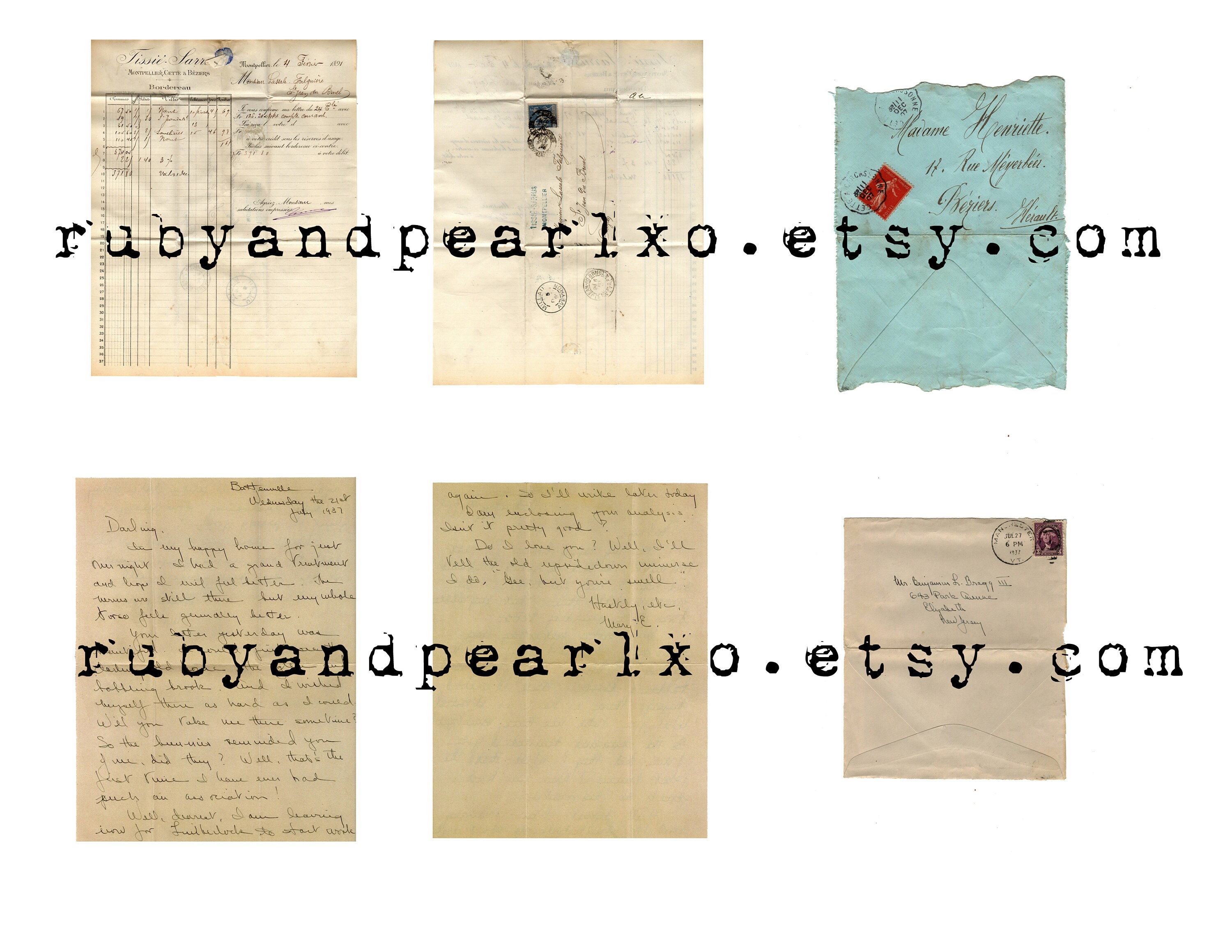 French Envelopes Printable Kit- Digital Images - 14 Printable Images ...