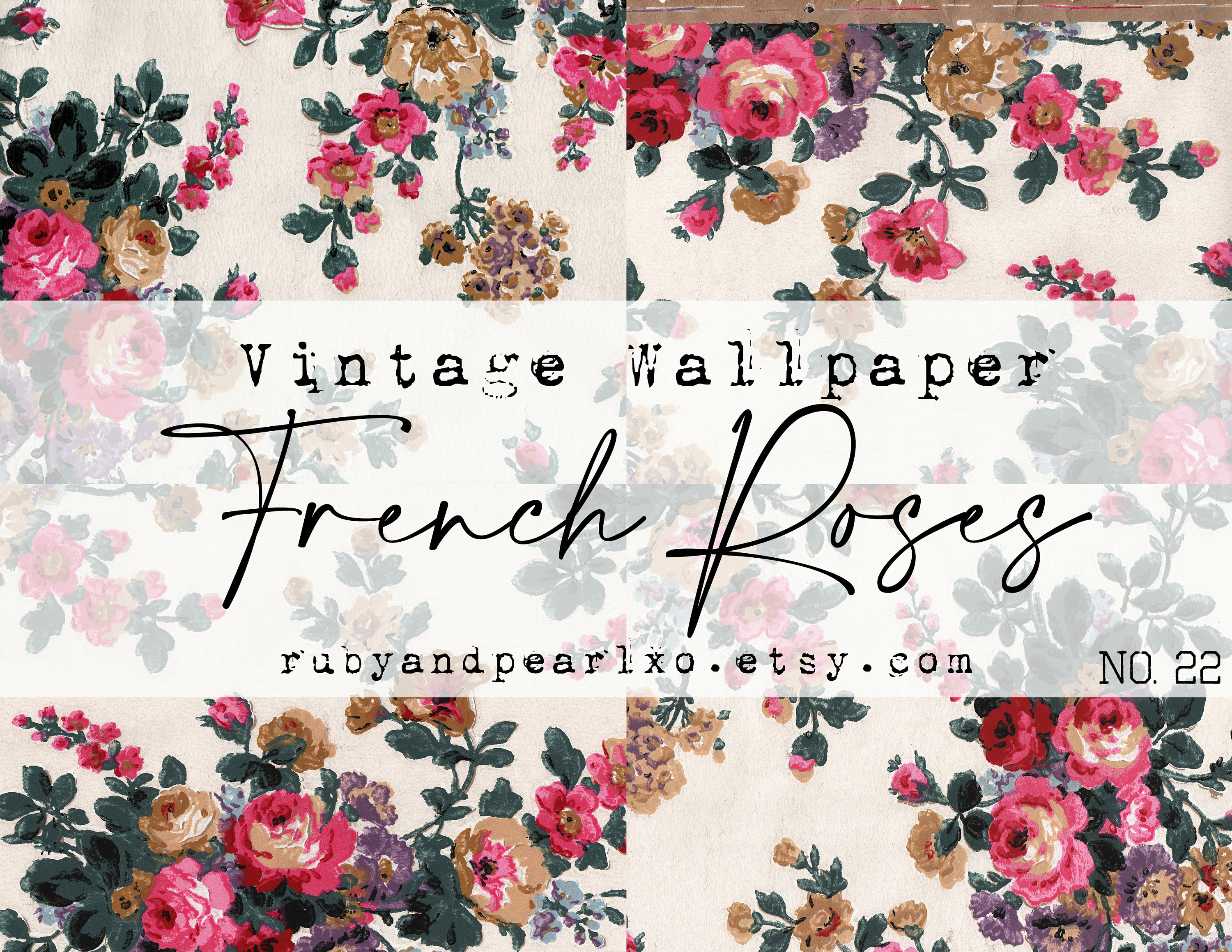 No. 22 French Roses Vintage / Antique Wallpaper Printables - Etsy
