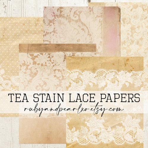 Tea Stain Lace Digital Papers Set of 10 Junk Journal - Etsy