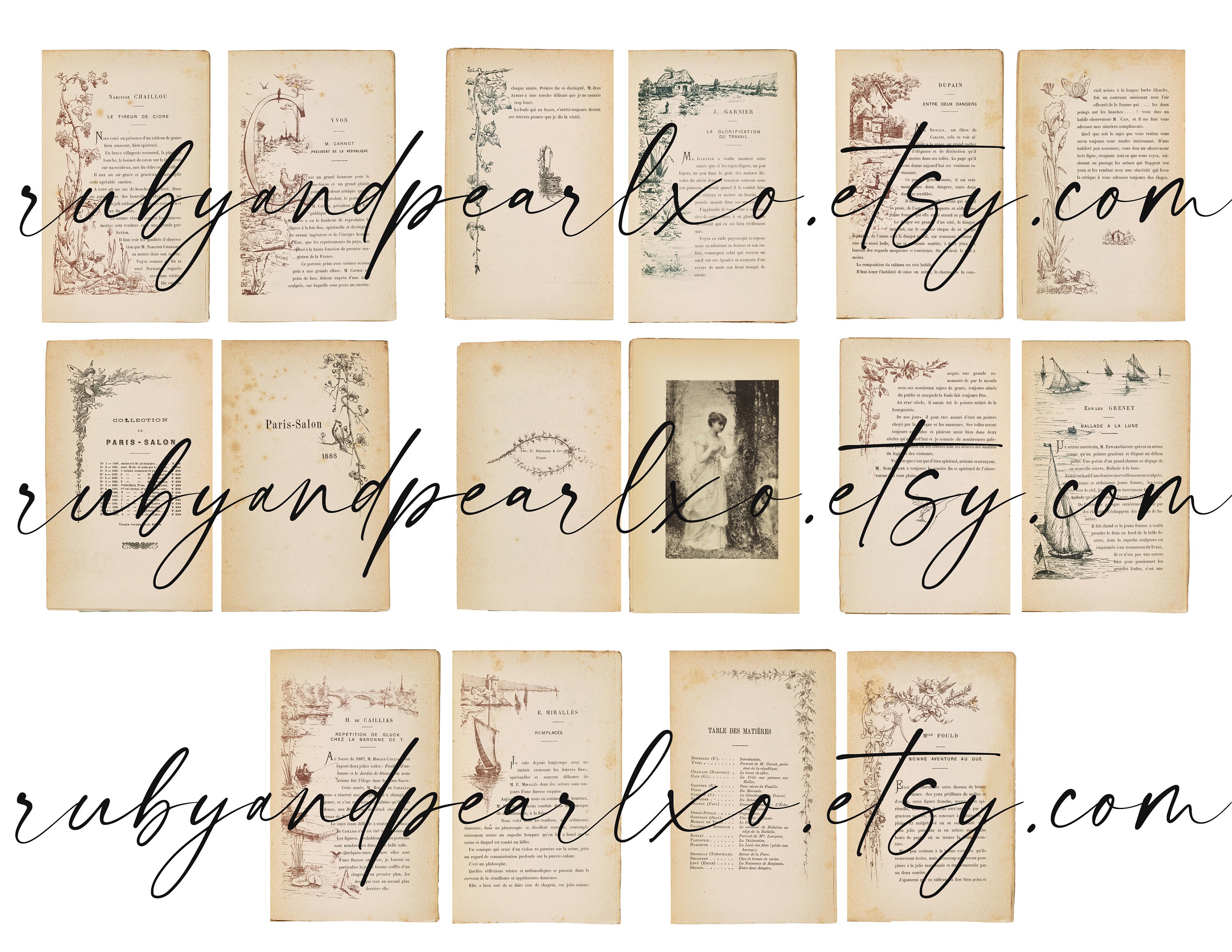 Paris Salon Vintage French Document Set- Digital Download - Antique ...