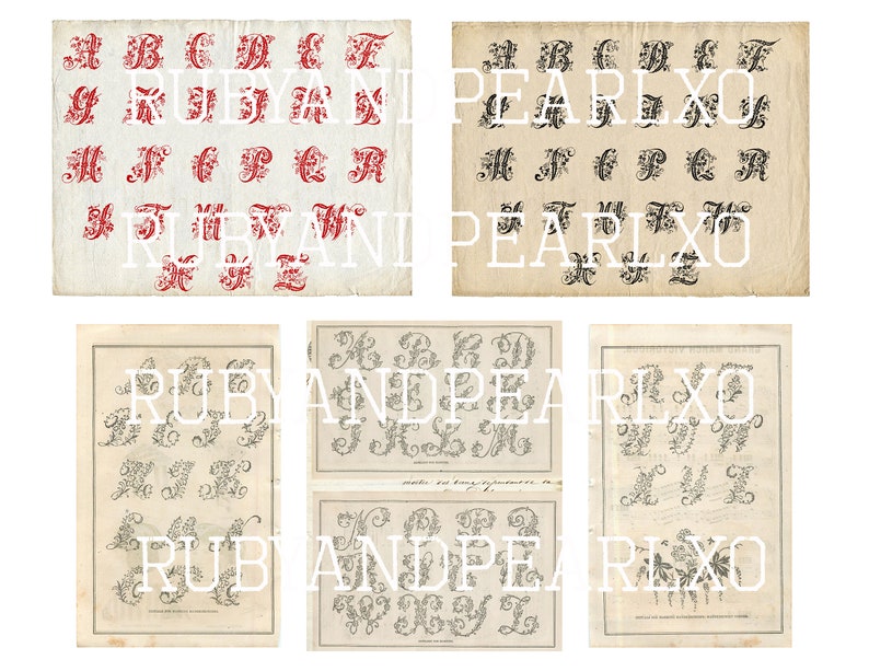 Monograms - Old World Style Initials - Print, Cut & Create - Vintage ...