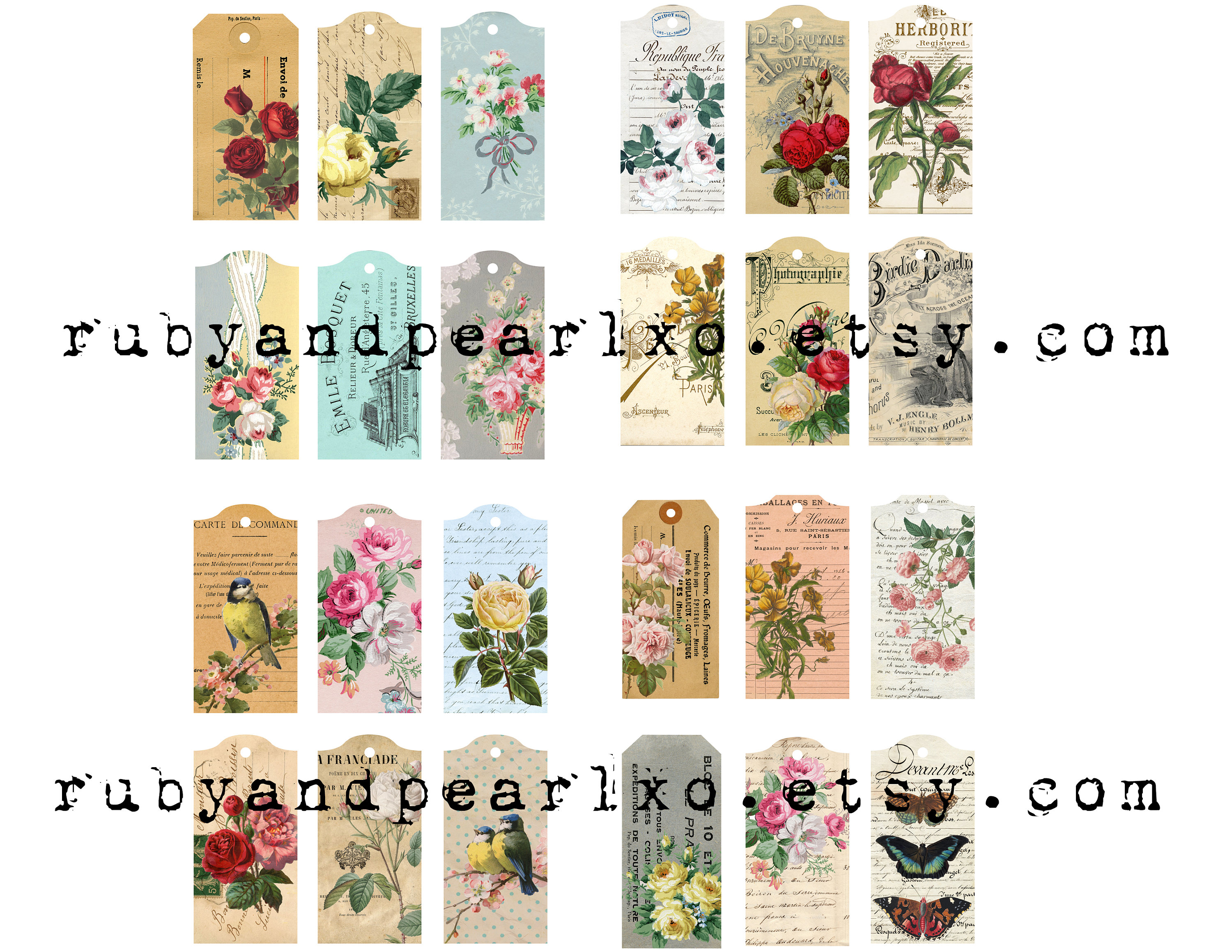 Hello Pretty Tag Collection- Digital Kit- Junk Journal- 24 Printable ...