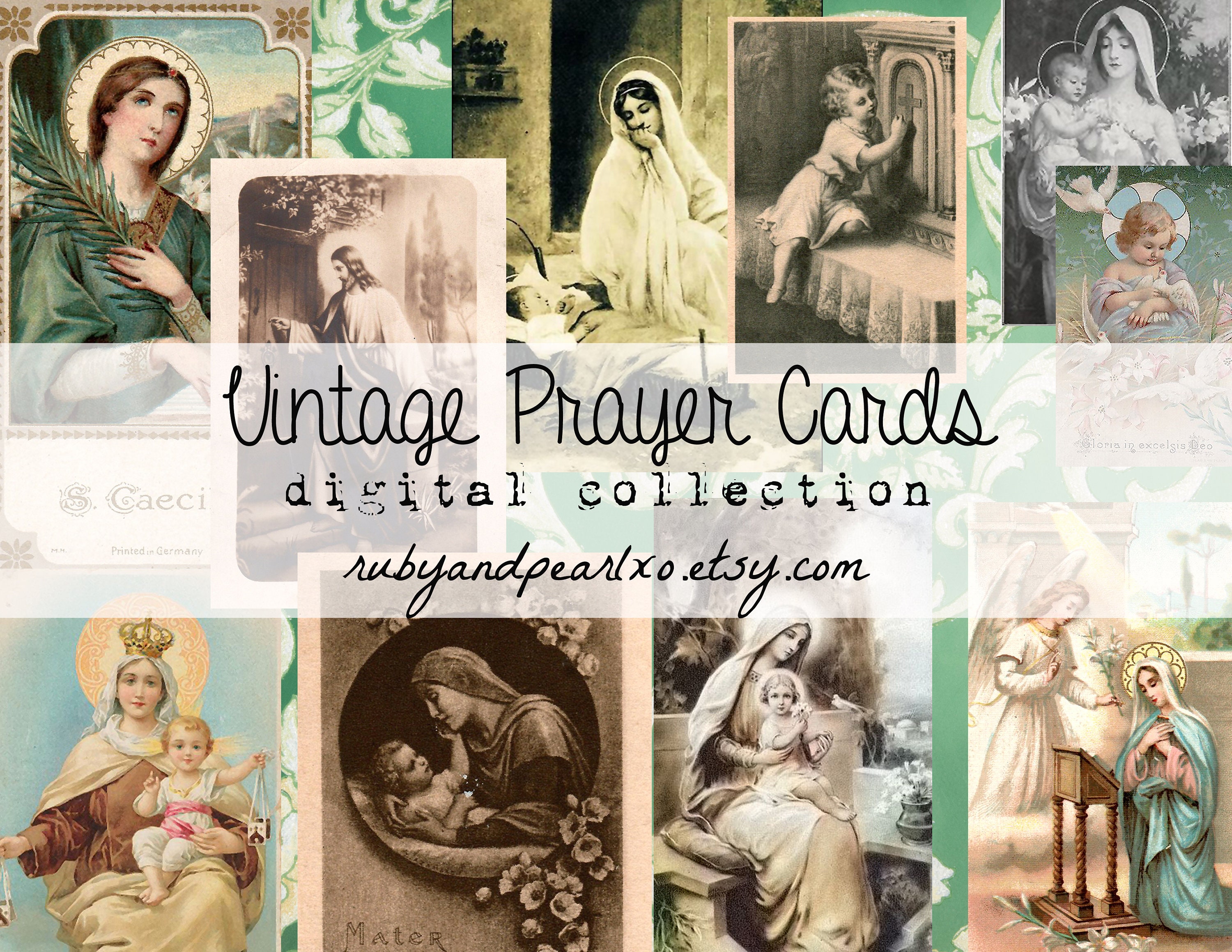 Vintage Prayer Card Collection Digital Download 48 Cards | Etsy UK