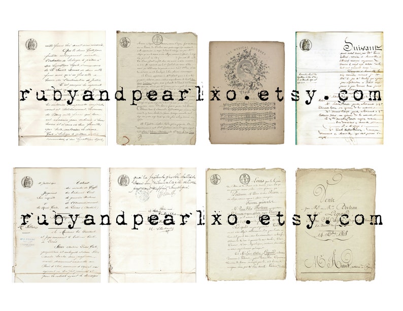 Fancy Script Vintage Paper Collection Digital Download - Etsy