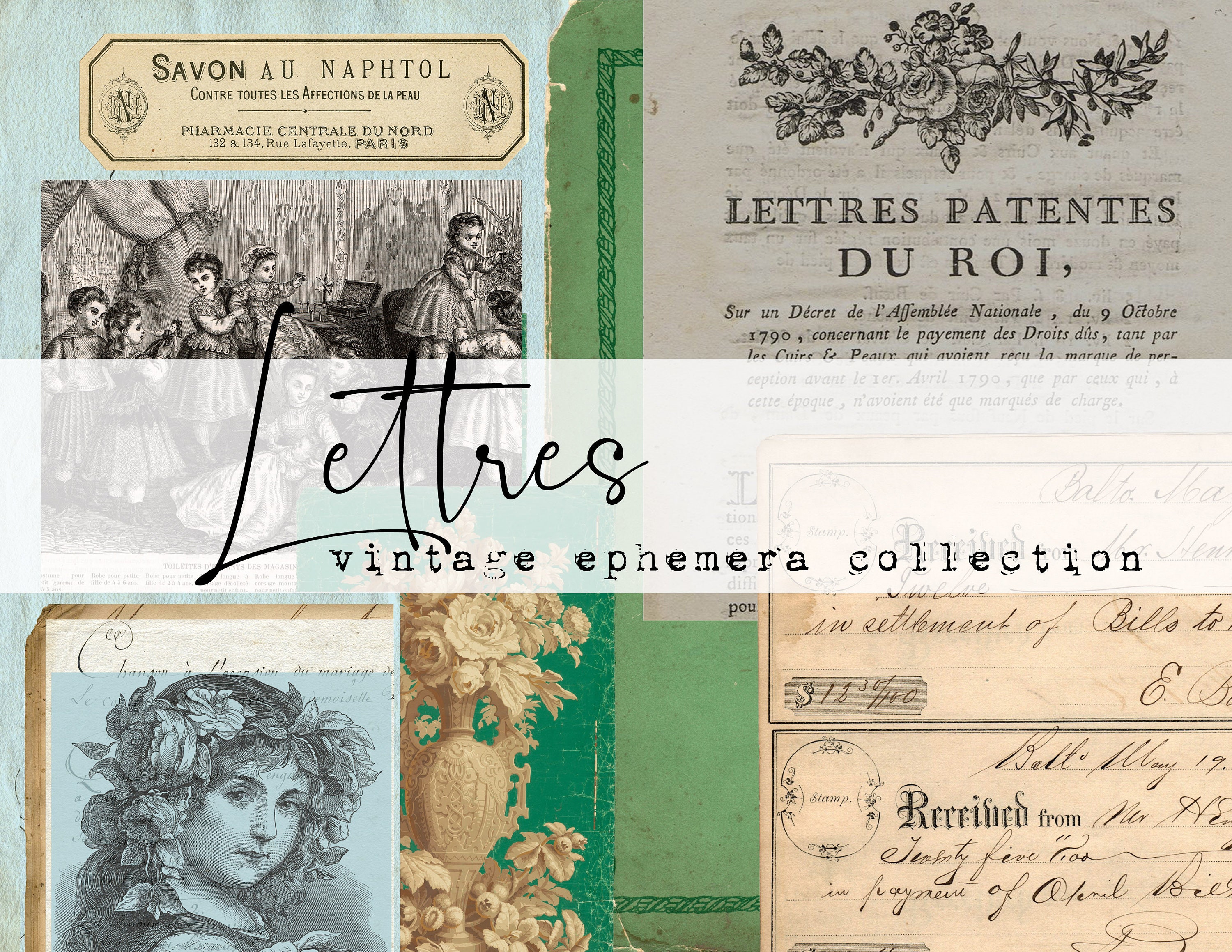 Lettres - Vintage Ephemera Collection - Digital Download - Antique ...