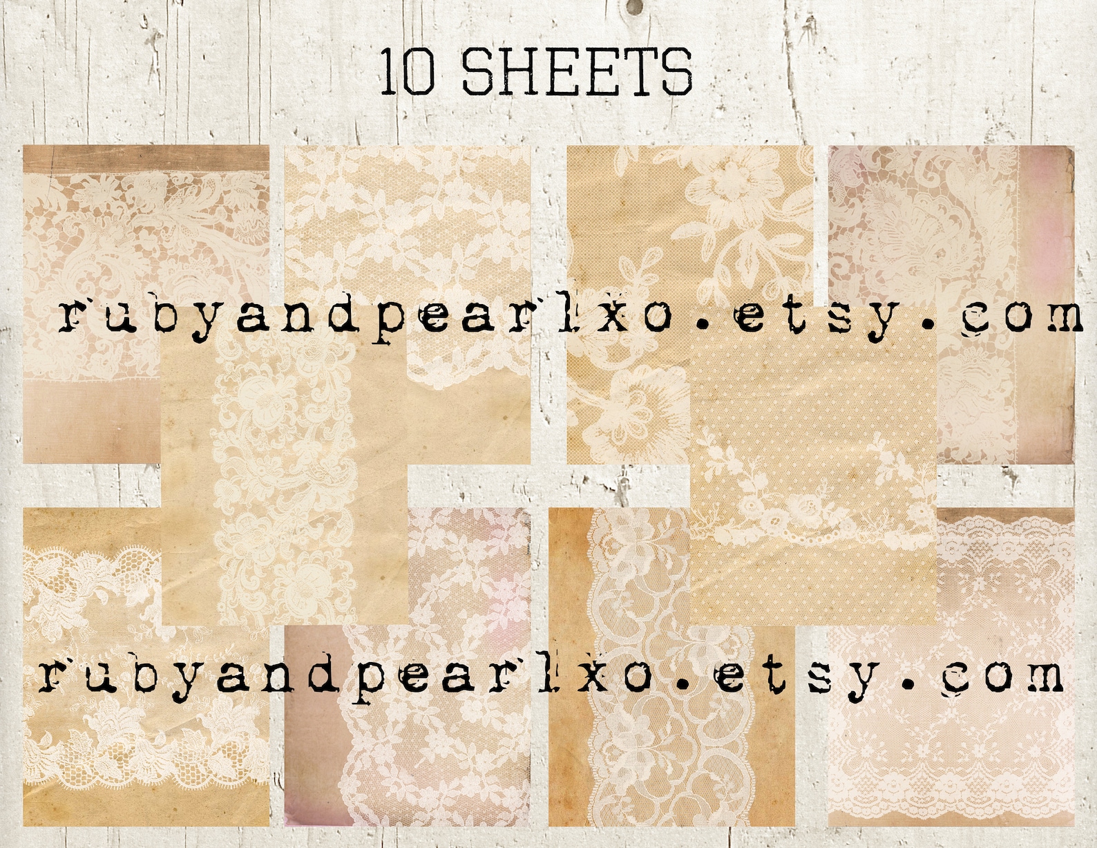 Tea Stain Lace Digital Papers - Set of 10 - Junk Journal - Planner ...