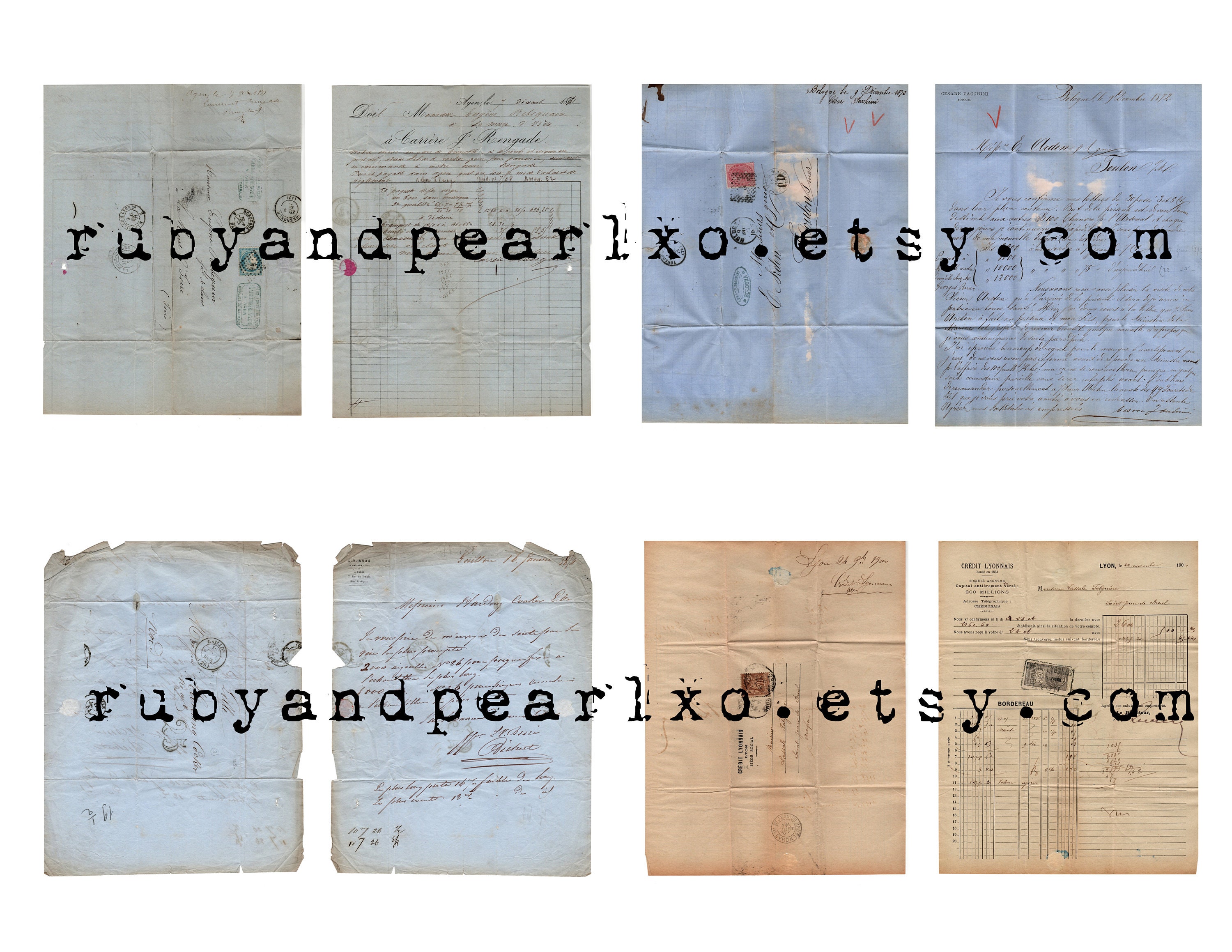 French Envelopes Printable Kit- Digital Images - 14 Printable Images ...