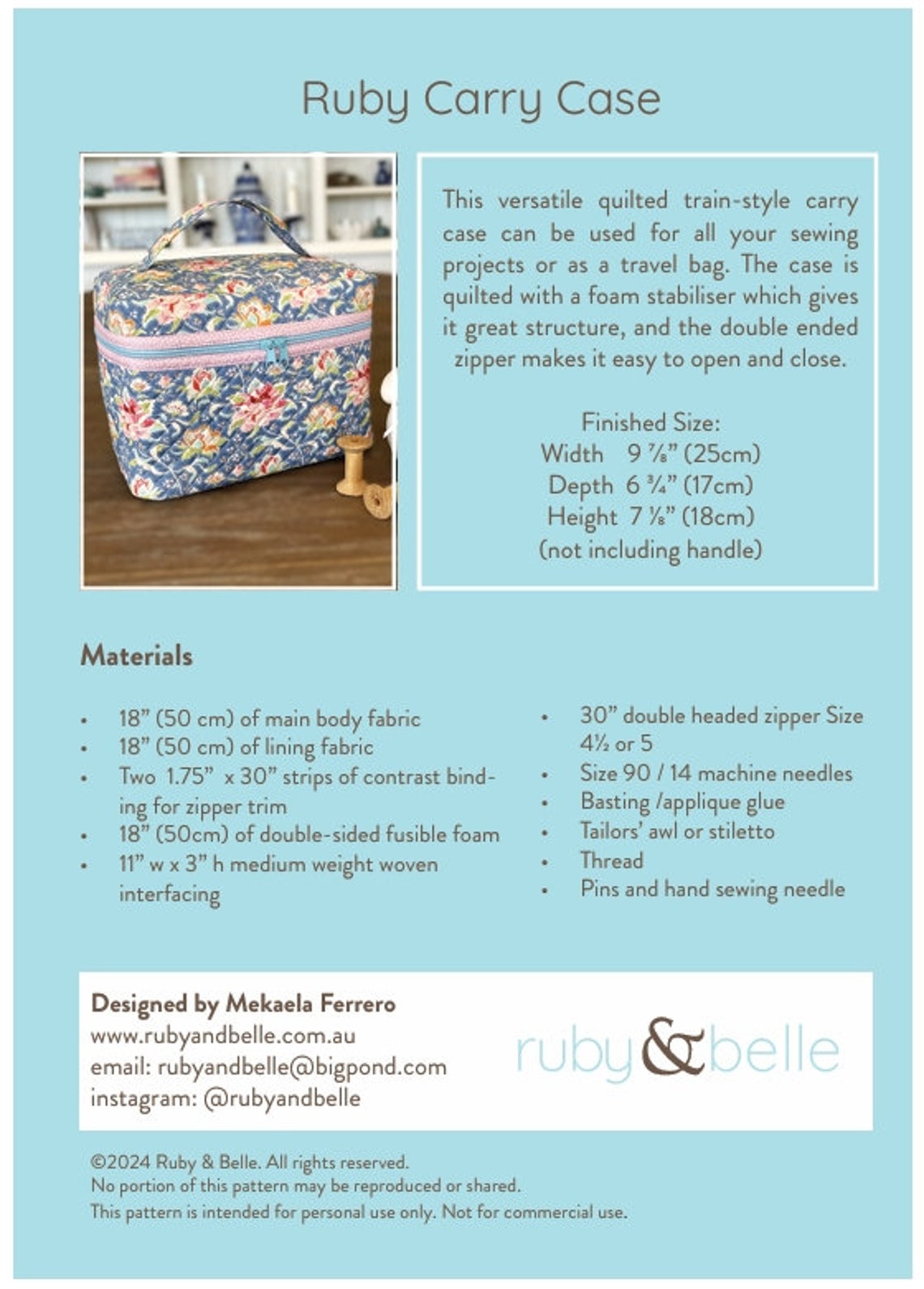 Ruby Carry Case - Pdf Sewing Pattern - Etsy