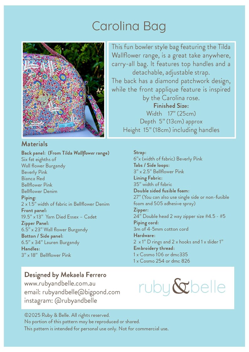 Carolina Bag Sewing Pattern Pdf - Etsy