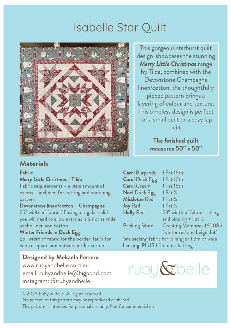 Isabelle Star Quilt - Pdf Pattern - Etsy