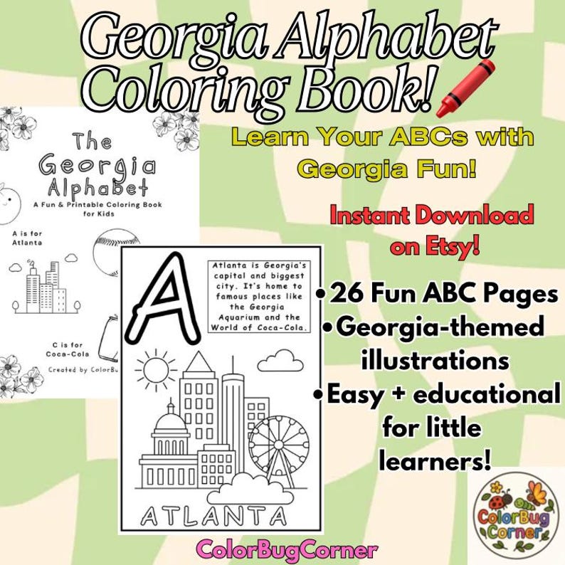 Georgia ABC Coloring Book | State-themed Printable A to Z for Kids ...