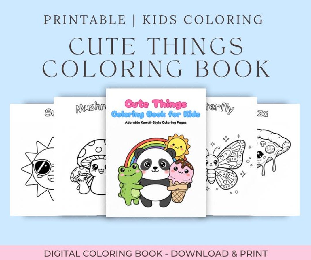 Cute Things Digital Coloring Book for Kids | Animals, Food & Fun ...