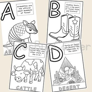 Texas Alphabet Coloring Book- A to Z Learning Adventure for Kids! - Etsy