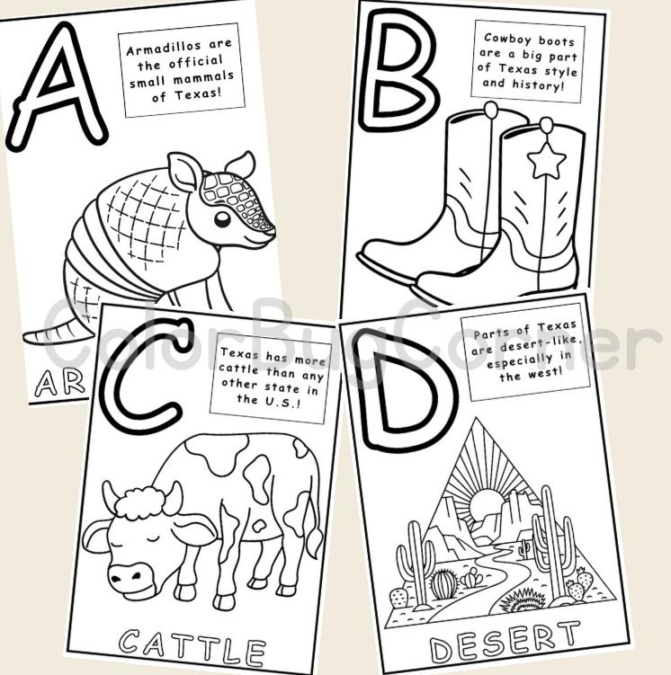 Texas Alphabet Coloring Book- A to Z Learning Adventure for Kids! - Etsy