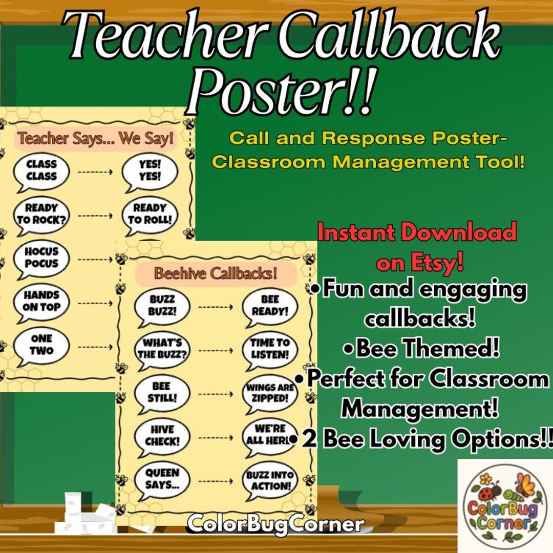 Bee-themed Teacher Callbacks | 2-poster Bundle | Classic & Themed ...