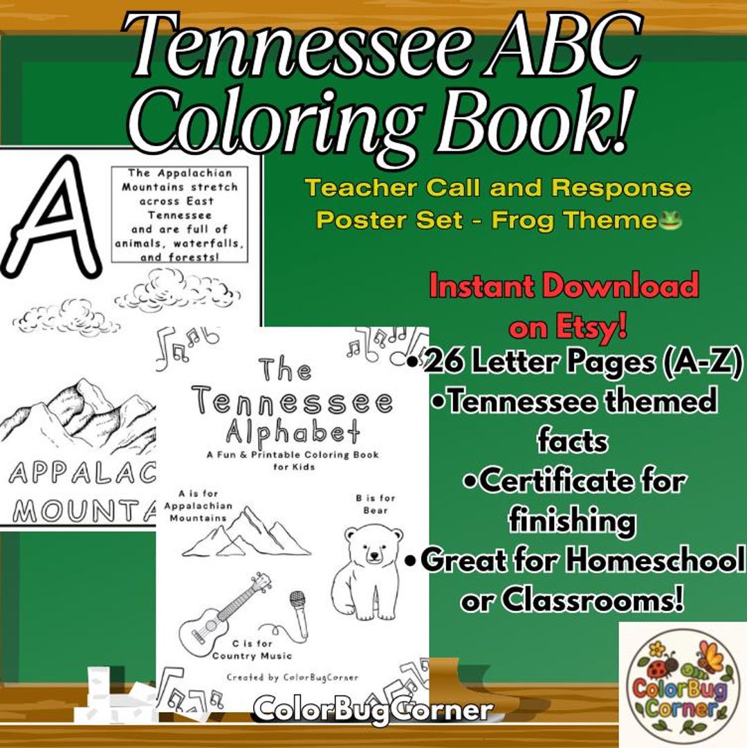 Tennessee A to Z Coloring Pages | Educational State ABC Book for Kids ...