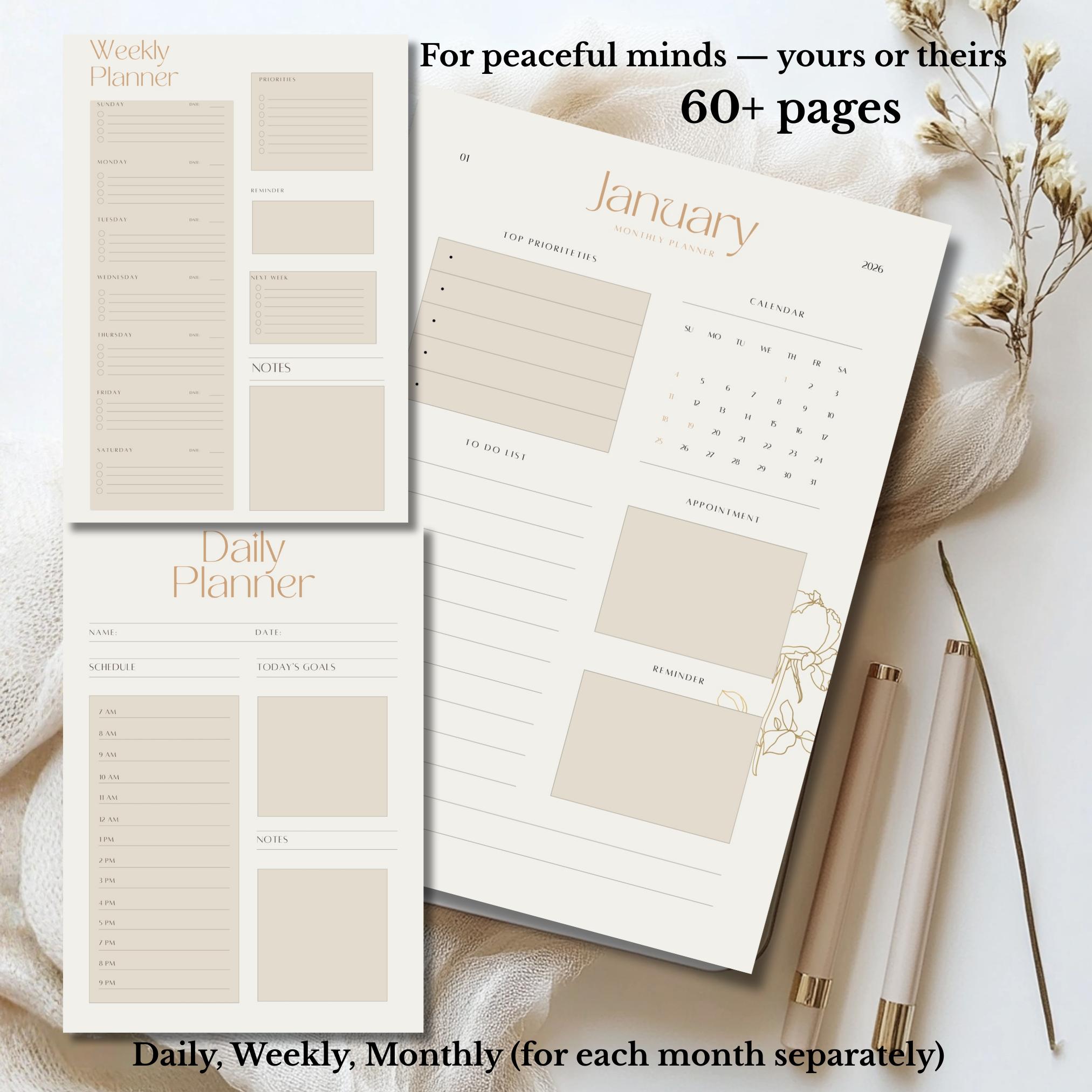 2026 Printable Planner Template | Daily, Weekly, Monthly Planner| Good ...