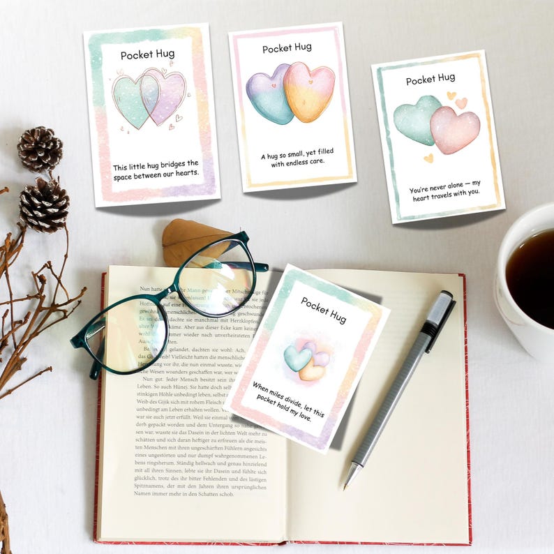 Pocket Hug Cards | 8 Printable Mini Hug Notes | Heart & Floral Designs ...