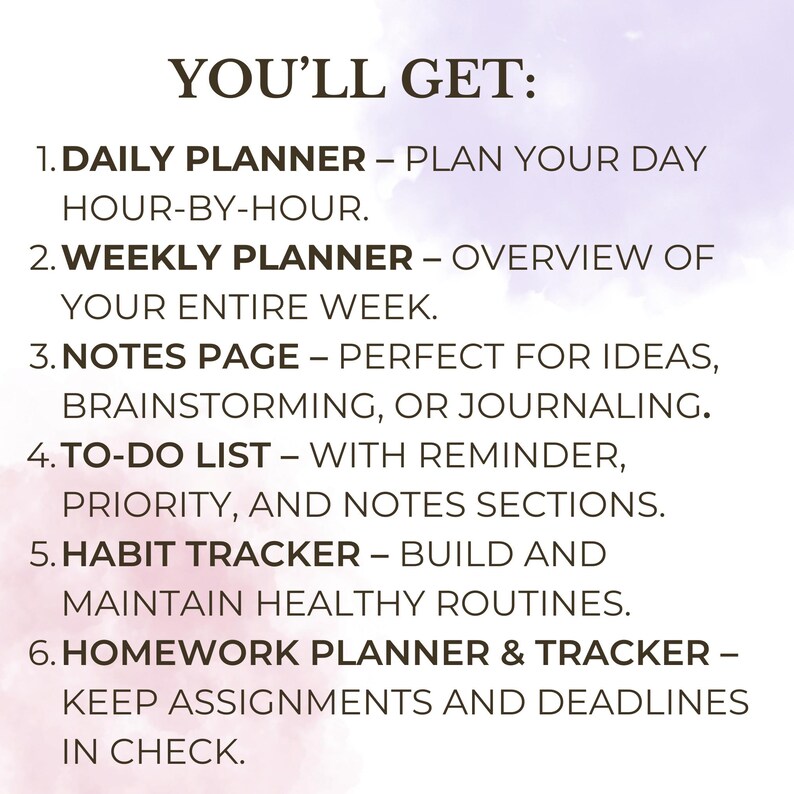 Assignment Planner, Assignment Tracker, Digital Daily Planner, Weekly ...