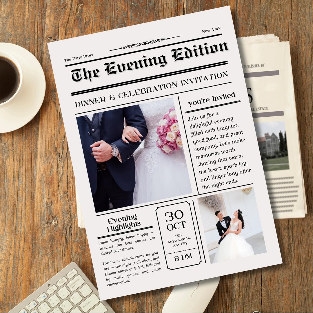 Editable Newspaper Birthday Invitation Template - Etsy