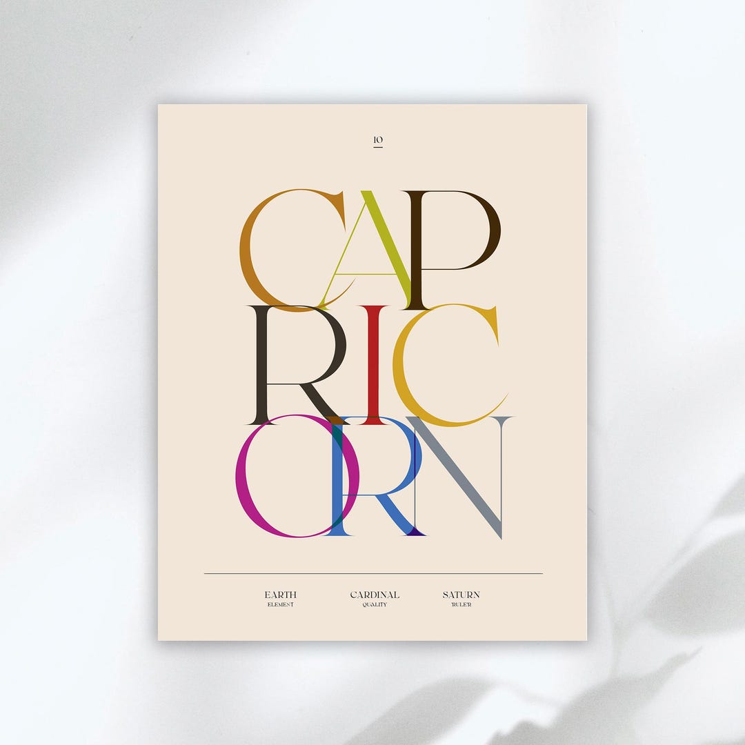 Capricorn Typography Poster | *digital Download* | 8"x10" - Etsy