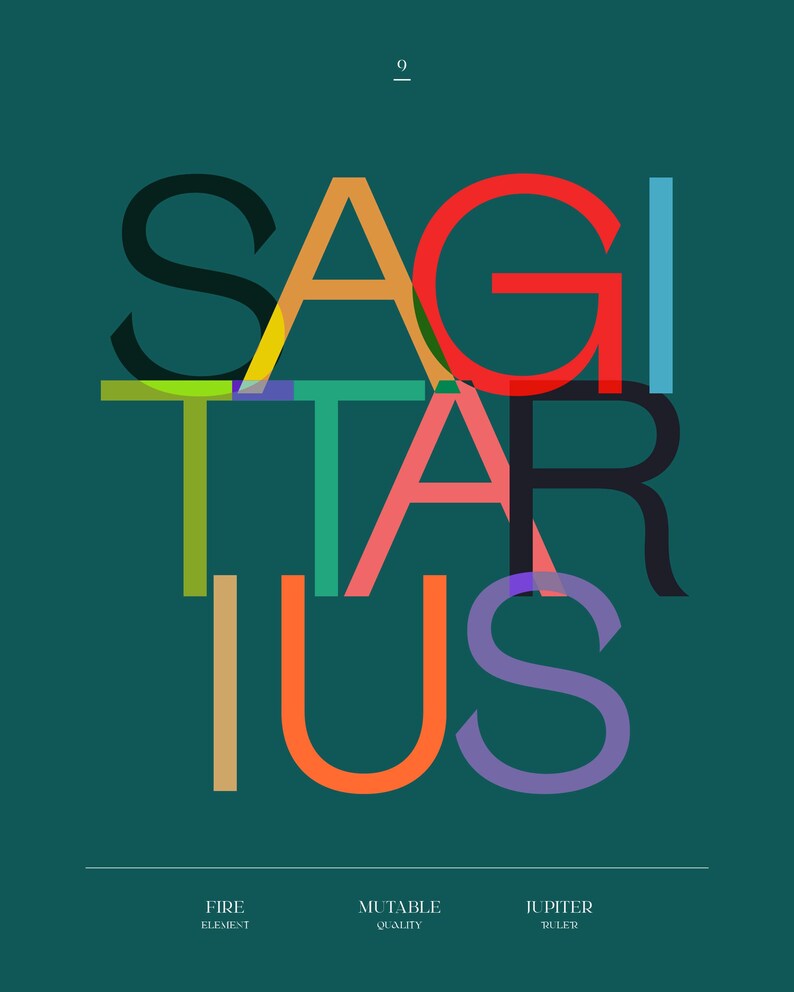 Sagittarius Typography Poster | *digital Download* | 8"x10" - Etsy