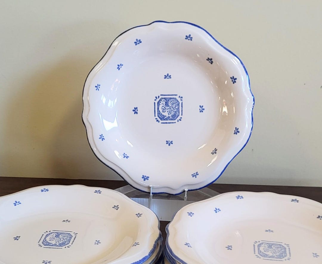 4 Pc Set Vintage Pfaltzgraff MAISON BLUE Rooster Luncheon Salad Plates ...